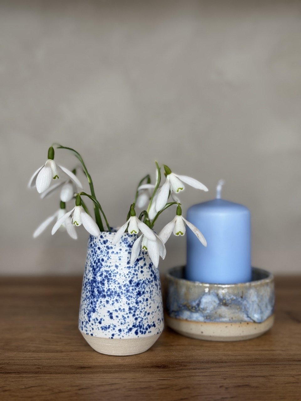 Minivase, Blåplettet - Mini vaser - rokeramik.dk